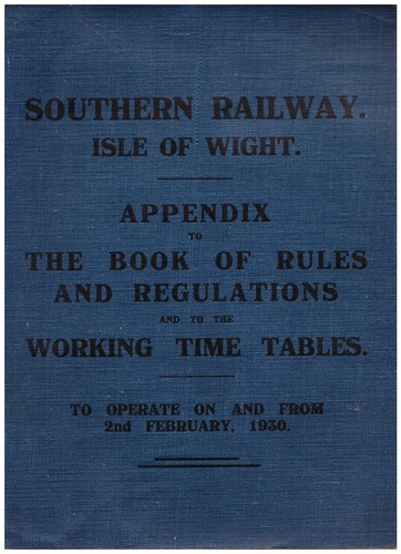 Southern Railway 1930 Isle of Wight - Appendix - Rules & Regs Working ...