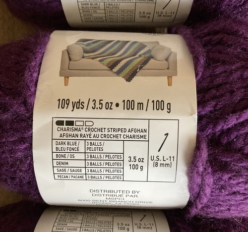 3 Full Skeins Loops and Threads Charisma Yarn Dark Purple 5 BULKY | eBay