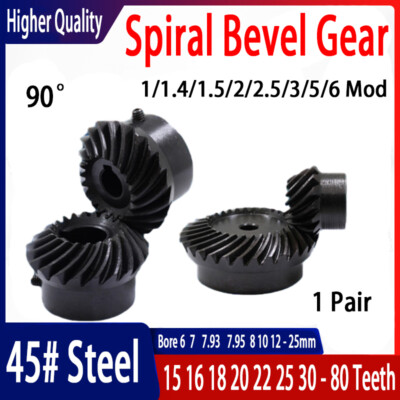 1/1.5/2 - 6 Mod Spiral Bevel Gear 15-80 Teeth Transmission Gears Bevel ...