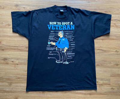 Vintage 90s Chicago Police How To Spot A Veteran Black T-Shirt Size XXL ...