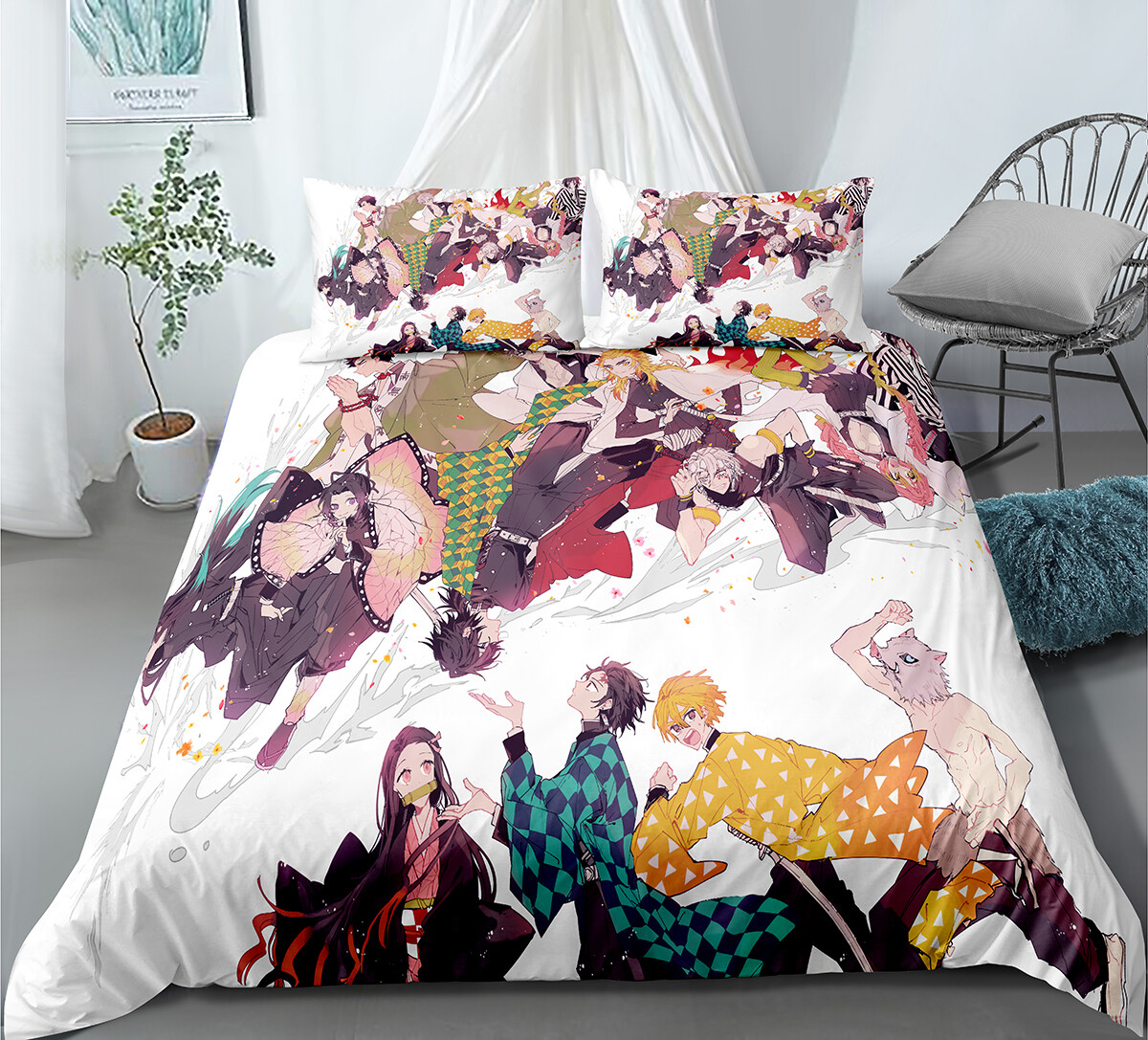 Single Double Queen King Bed Quilt Duvet Doona Cover Set Demon Slayer ...