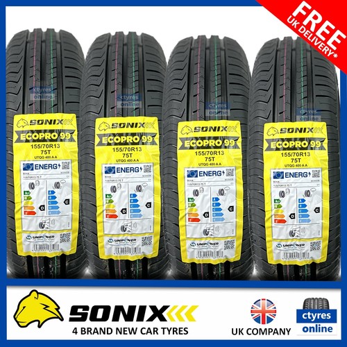 4X New 155 70 13 SONIX ECOPRO 99 75T 155/70R13 155 70 13 *C WET GRIP ...