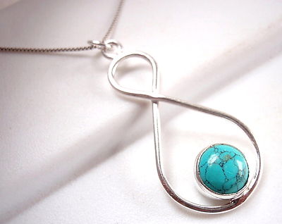 Turquoise Infinity Pendant Symbol Expresses Forever Love 925 Sterling ...