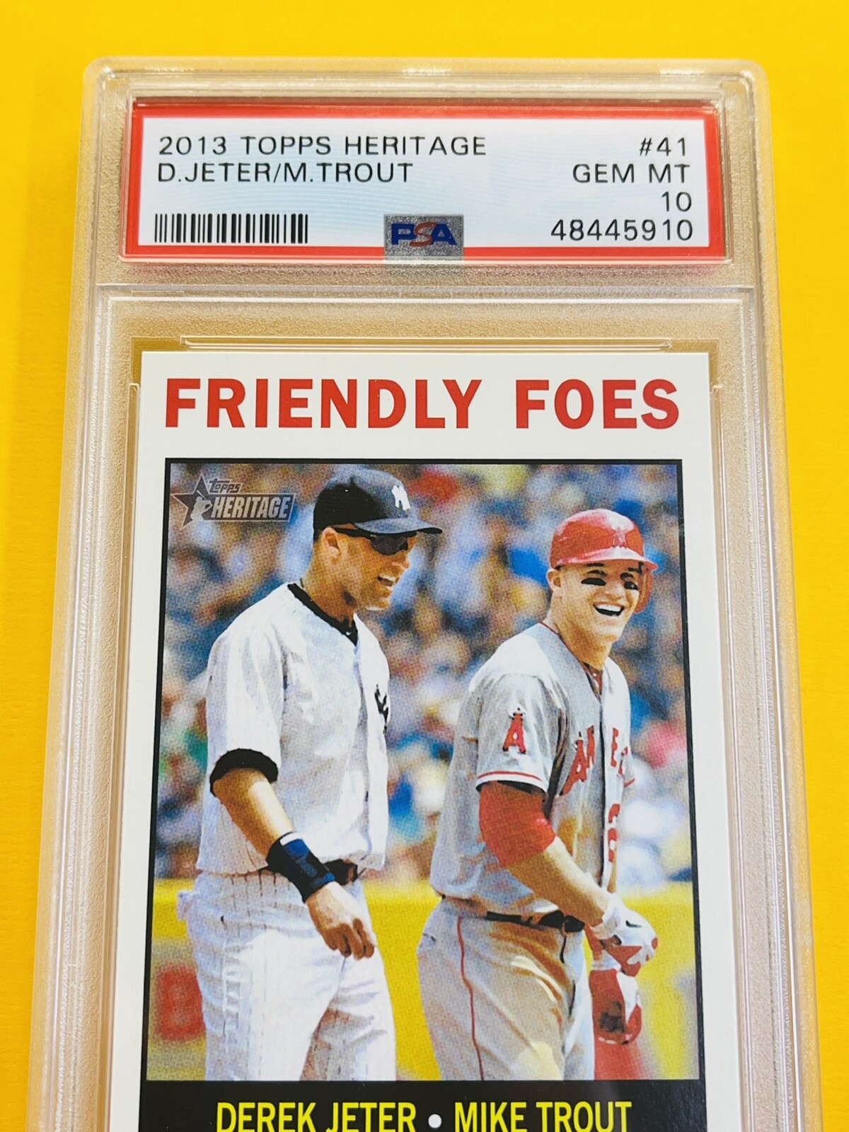 2013 Topps Heritage Friendly Foes Mike Trout PSA 10 Gem Mint W/ Jeter ...