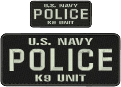 U.S. NAVY POLICE K9 UNIT EMB PATCH 4X10 AND 2X5 HOOK ON BACK SILVER ON ...