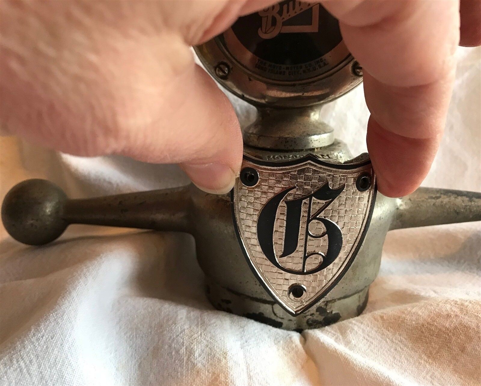 NOS 1920's-1930's Monogram Junior Metal Motometer Cap Shield Letter O ...