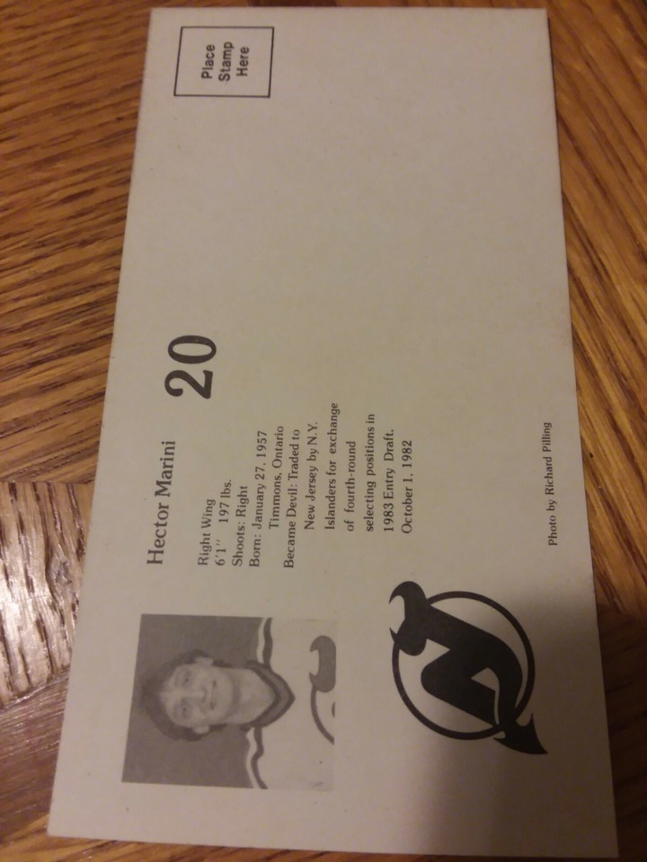 New Jersey Devils Post Card # Hector Marini | eBay