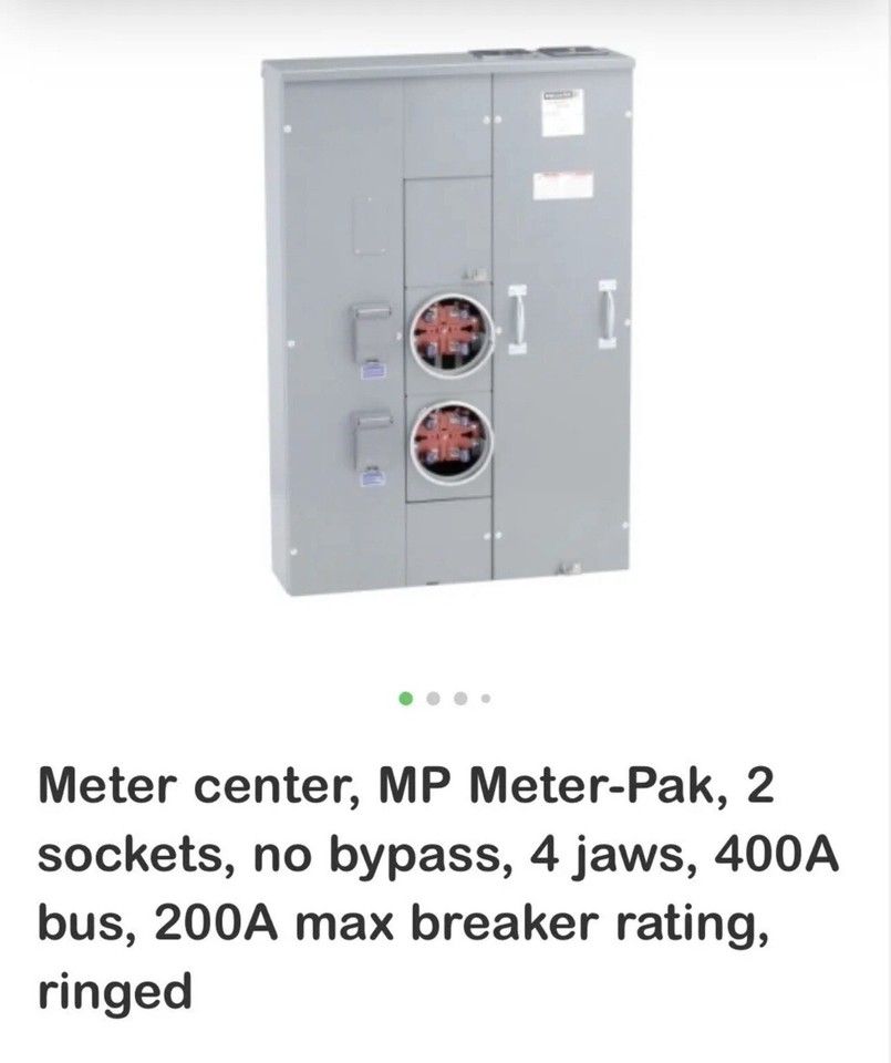 Square D MP42200 2-Gang Meter Pack Pak Service 400 Amp 200 Amp /Socket ...