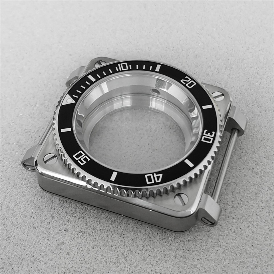 Square Watch Case Stainless Steel Sapphire Glass For NH35/NH36/4R/7S ...