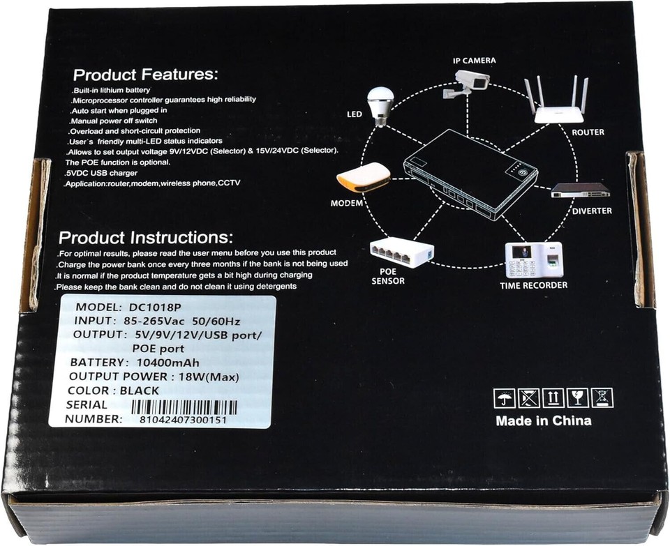 Mini UPS Battery Backup for Wifi Router 18W, Rechargeable Surge ...