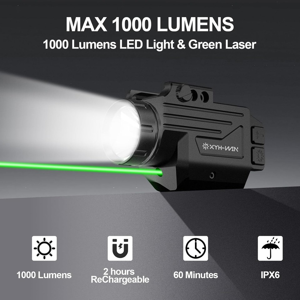 1000 Lumens Light Laser Combo with Strobe Function, Tactical Green | eBay