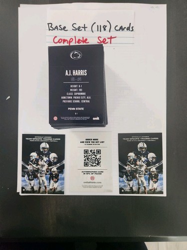 ONIT Penn State Lions 118 Card complete base set +insert sets +SEE PICS ...
