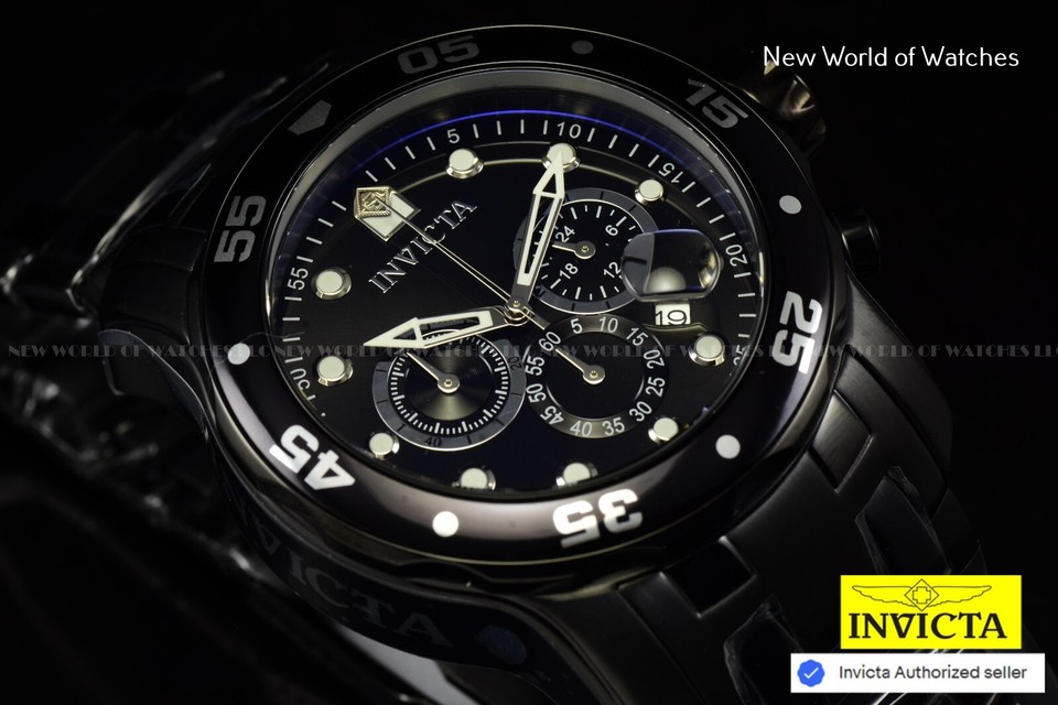 Invicta Men's 48mm Pro Diver SCUBA Chronograph COMBAT Triple Black SS ...