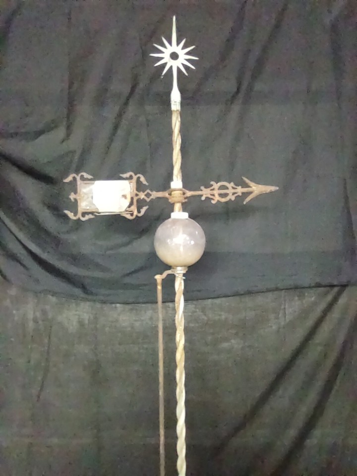 Antique Lightning Rod With Glass Ball & Weathervane Star Burst Top 58 1 ...