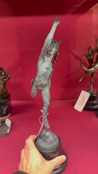Bronze Sculpture Mercury Hermes Green Patina Mythology Art Statue Rare ...
