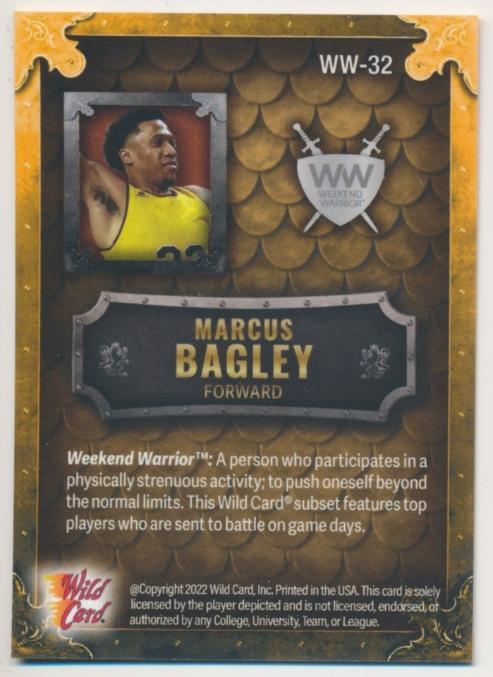 MARCUS BAGLEY WW-32 2022-23 Wild Card Matte WEEKEND WARRIOR GOLD ORANGE ...