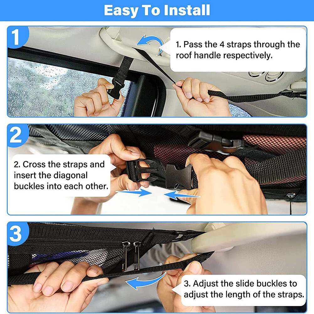 Van Truck Large Capacity Space Saving 90x65CM 2 Hooks SUV Car Ceiling ...