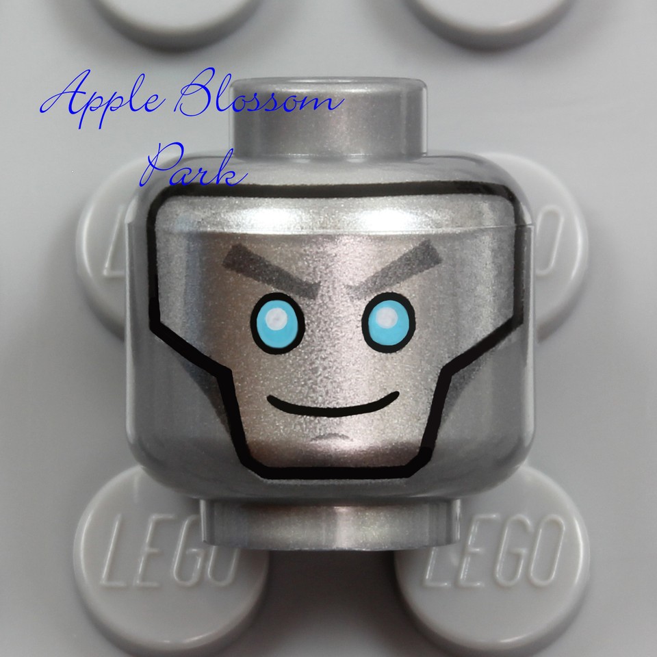 NEW Lego ROBOT ZANE MINIFIG HEAD Ninjago Ninja Cyborg Silver Gray Blue ...