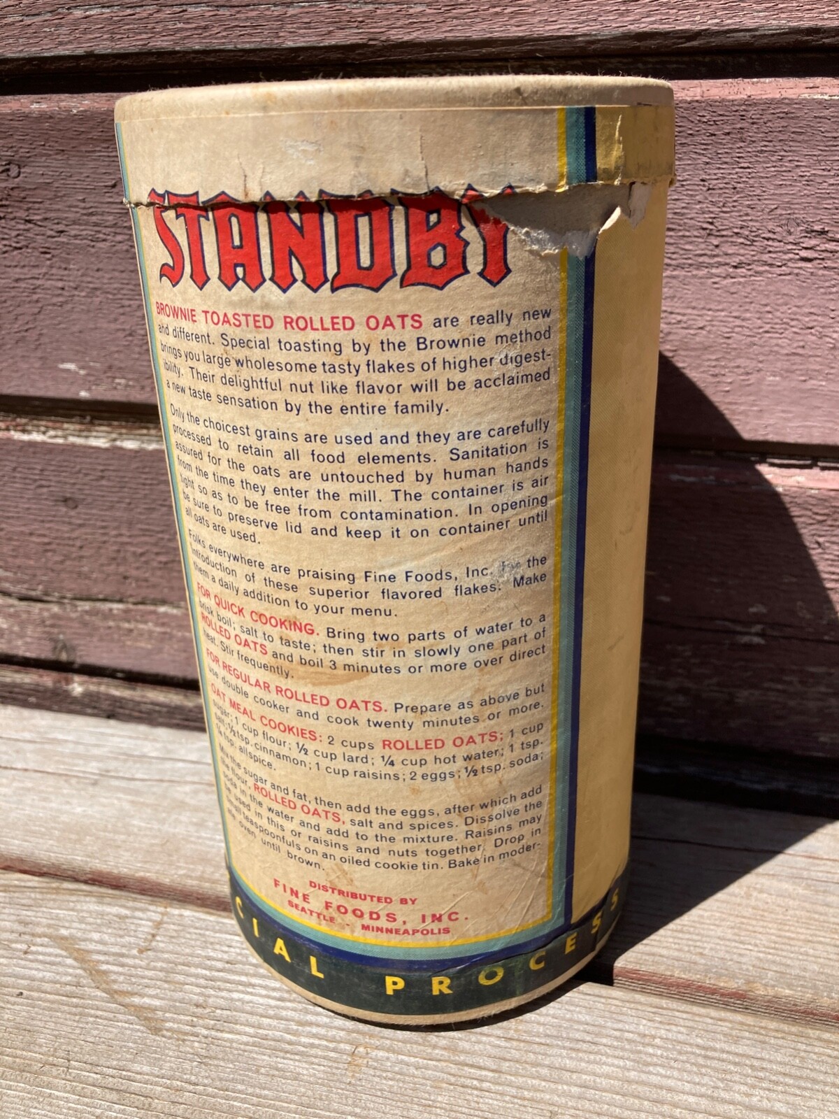 RARE STANDBY BROWNIE TOASTED ROLLED OATS OATMEAL CEREAL CANISTER FINE ...