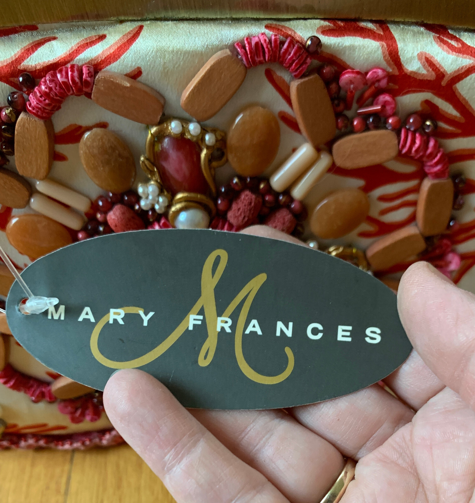 NOS Mary Frances Sea Nymph Beaded Top Handle Coral Pink Sea Barbie ...