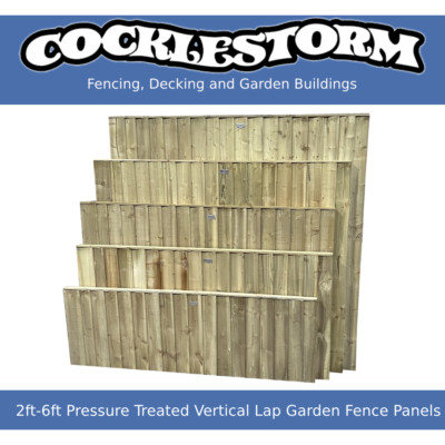 2ft-6ft High x 6ft Wide Pressure Treated Vertical Lap Garden Fence ...