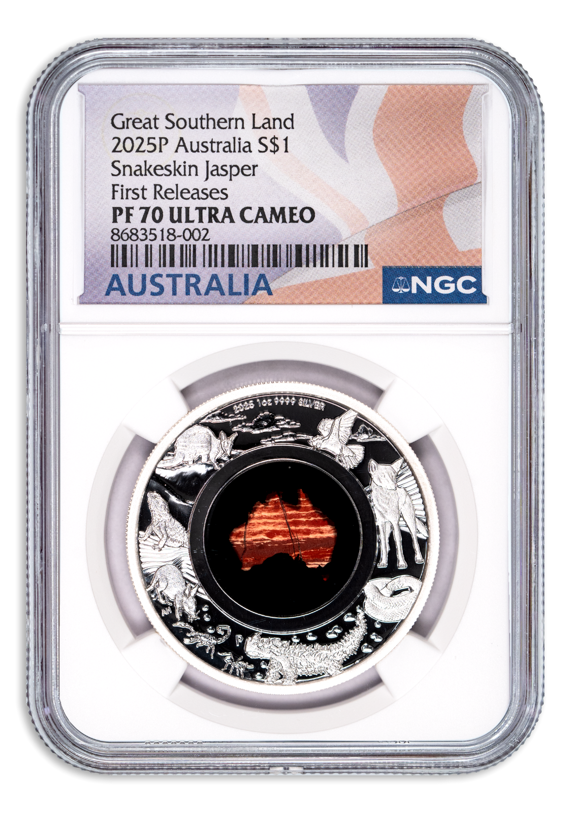 2025 Australia 1 oz Silver Great Southern Land Snakeskin Jasper Coin ...
