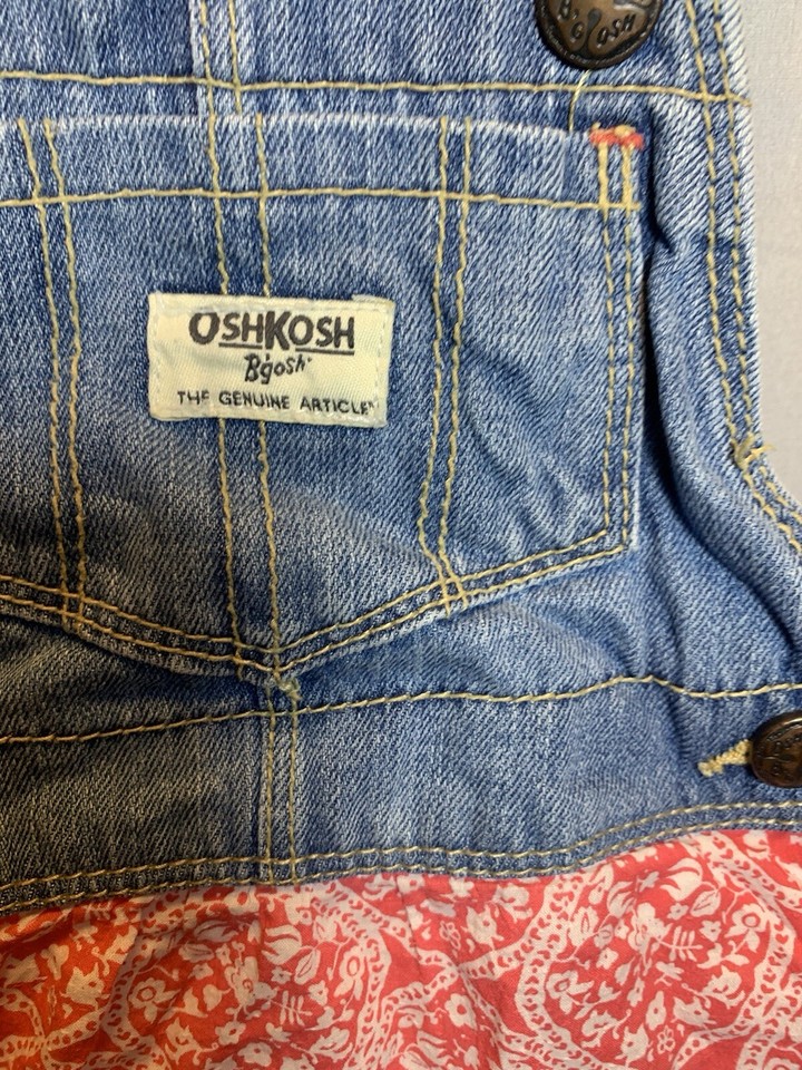 Girls 2T Oshkosh Bgosh VestBak Jean Jumper Dress Pink Skirt Ruffle ...