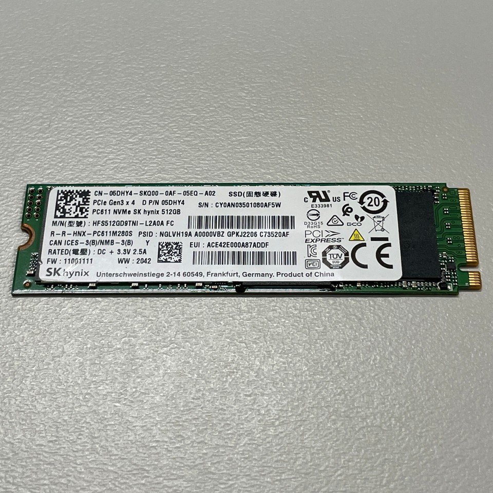 SK Hynix PC611 512GB M.2 2280 PCIe NVMe 2.0 SSD HFS512GD9TNI-L2A0A Dell ...