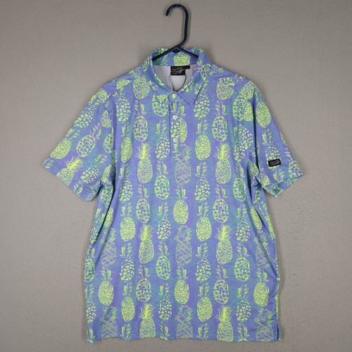 Sunday Swagger Polo Shirt Mens Large Blue Pineapple Golf Performance Stretch | eBay