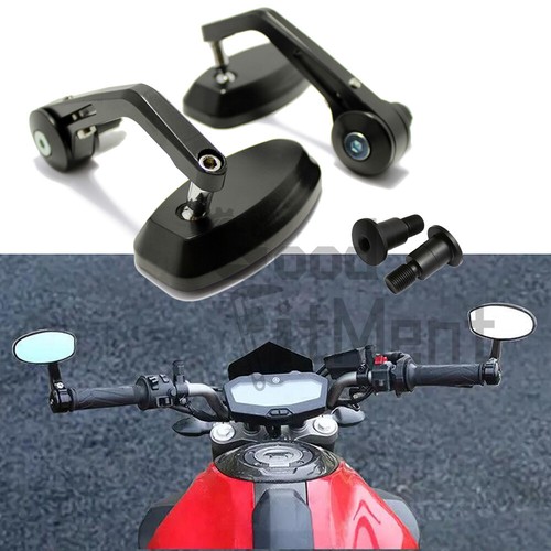 7/8" Black Motorcycle Bar End Side Mirrors + Adapters For Yamaha MT07 ...
