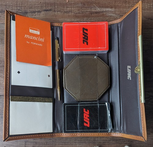 Leather Bridge Poker Travel Set Sealed Decks Pad Pen Coasters | eBay