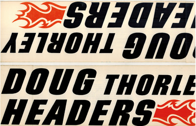 Doug Thorley Headers vintage 70's Contingency decals 2pc black ~NOS~ 13 ...