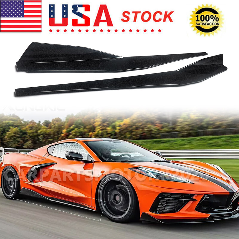Pair For 2020-Up Corvette C8 GM 5VM Style CARBON FLASH Side Skirts ...