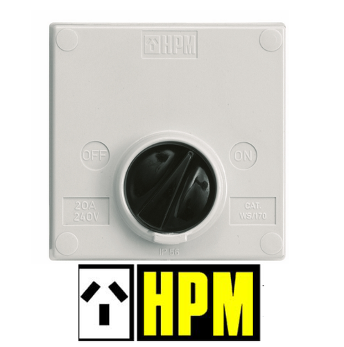 HPM AQUA Weatherproof Isolator Rotary Switch 1 Gang Single ON OFF 15A ...