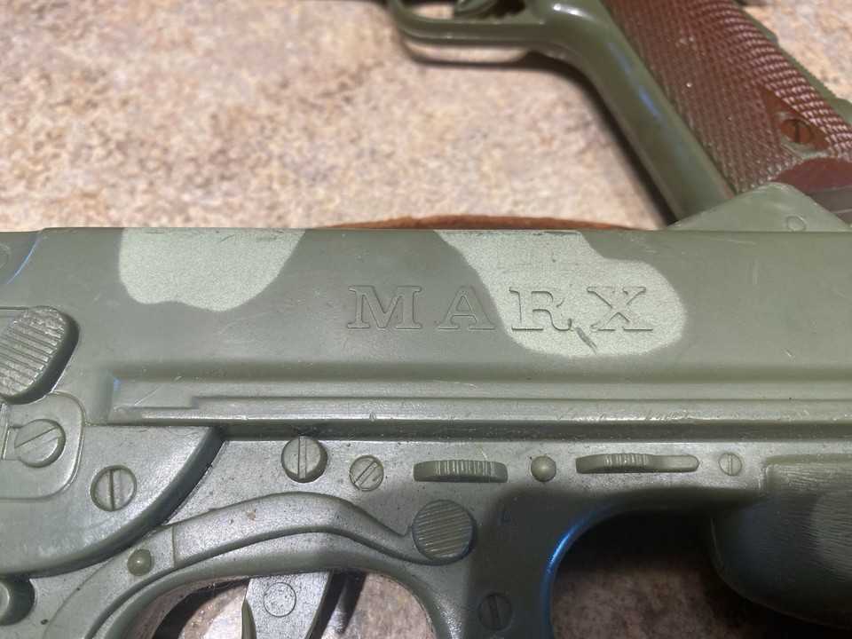 Vintage Marx Toy Machine Gun Real Sound WORKS w Belt, 1911 Pistol ...