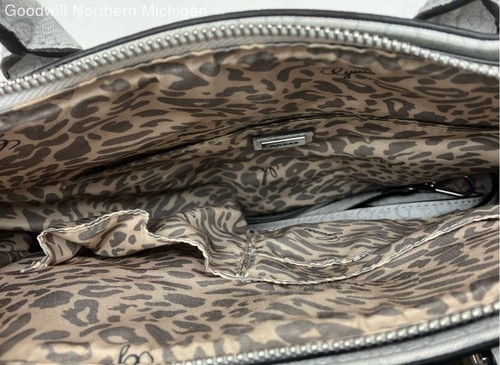 Guess Women's Grey Monogram Satchel Purse Lock Detail Double Handle ...