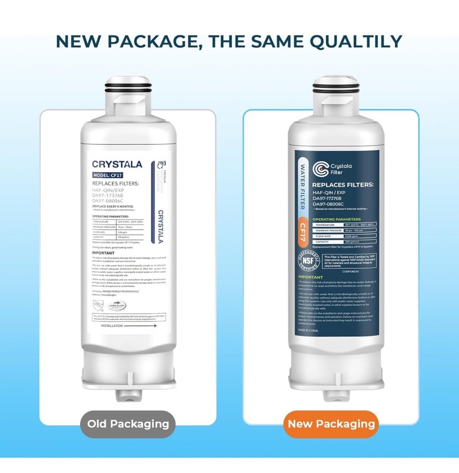 Crystala Filters Replacement for DA97-17376B Water Filter, NSF 42 ...