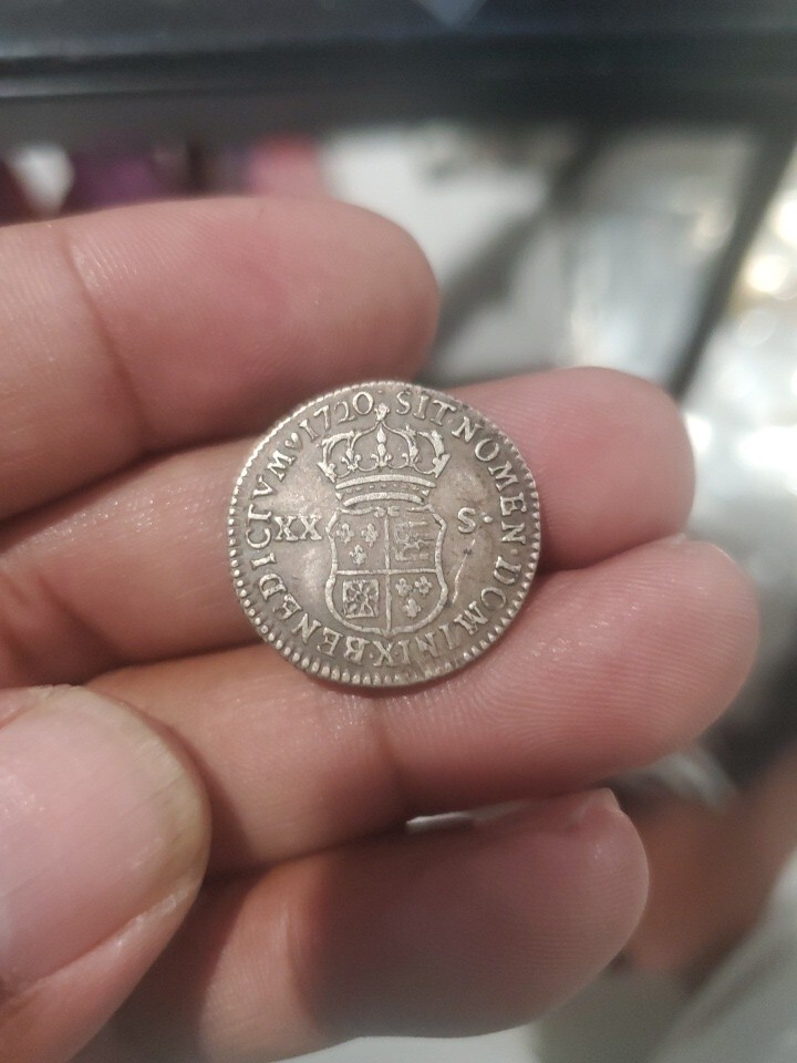 1720 Coin~ France~ Louis XV, 1/6 Écu (XX – S) de France-Navarre, 20 ...