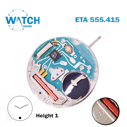 ETA 555.415 Swiss Watch Movement, White Date Disk on 6, 2Hands, Height ...