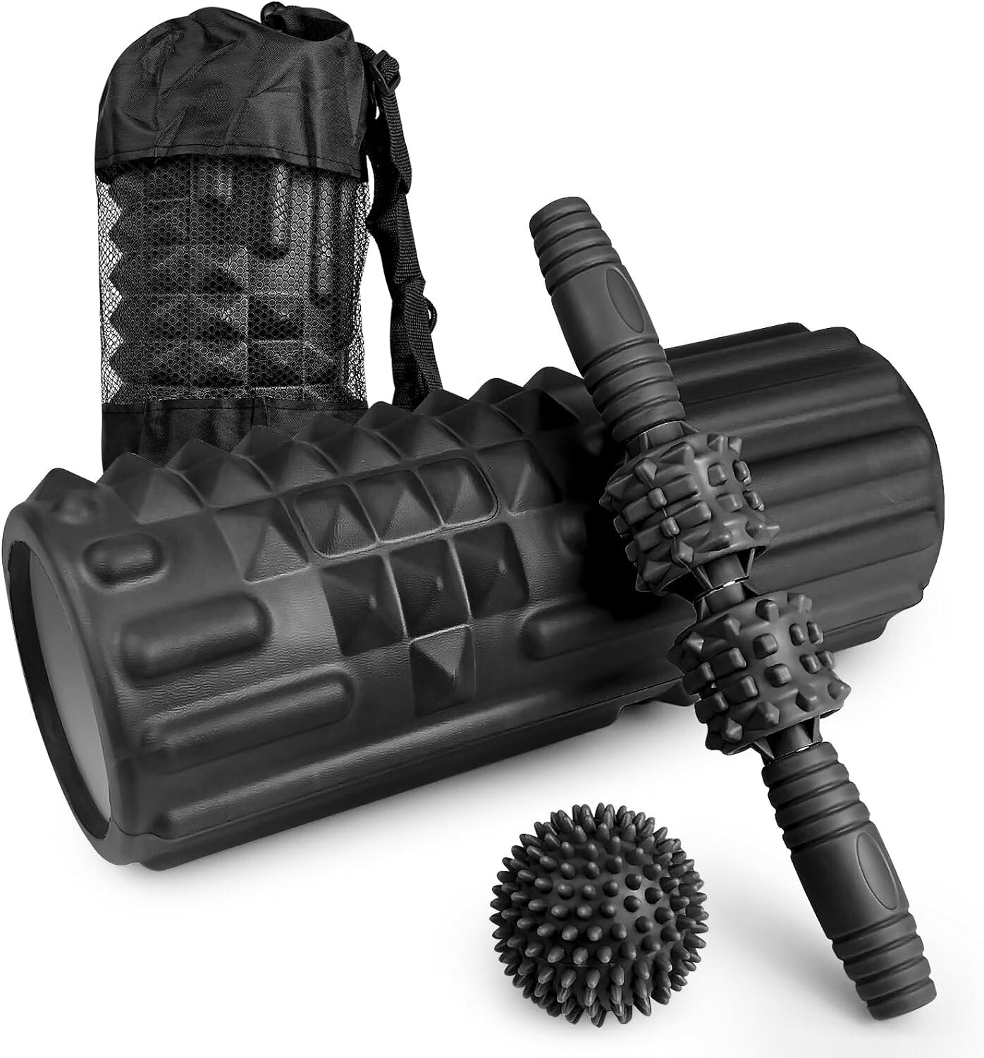 4 in 1 Foam Roller Set, Trigger Point Back Roller, Muscle Roller Stick ...