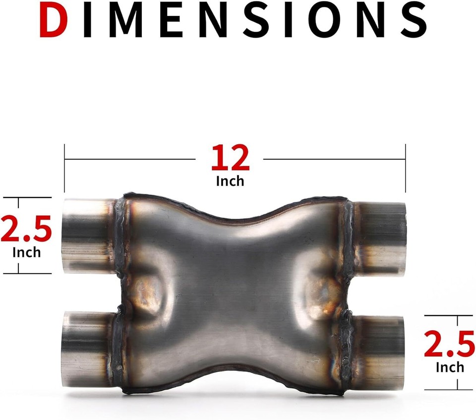 Universal Crossover X Pipe Dual 2.5" In/Out Stainless Steel Muffler ...