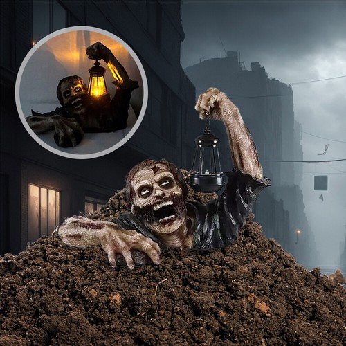 LED Zombie Lantern Garden Decor Halloween Zombie Scary Statue Garden ...