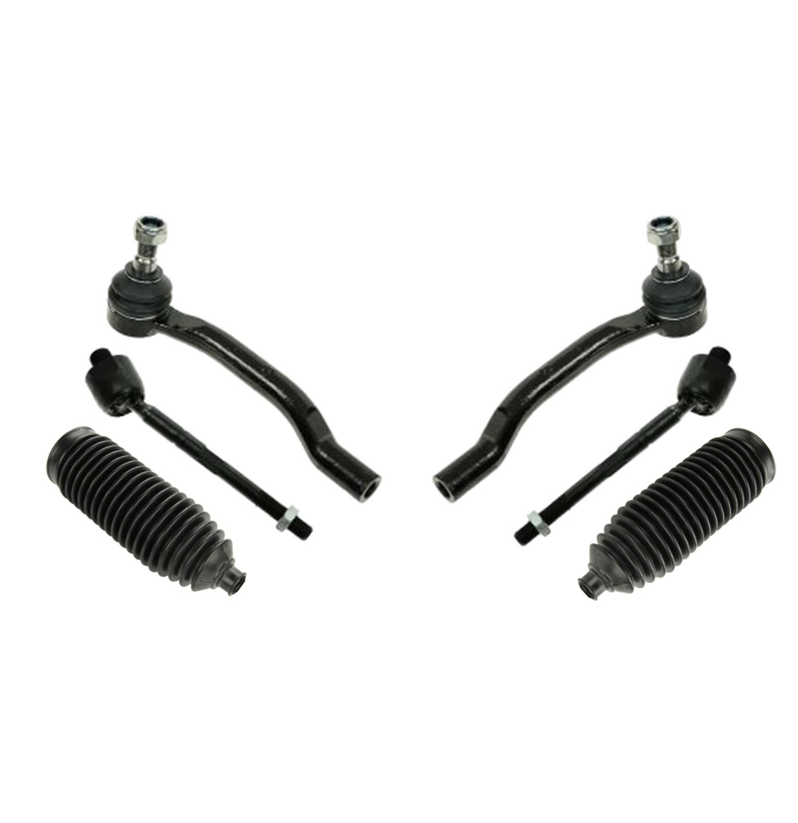 6pc Front Inner Outer Tie Rods w/ Boots for Honda Pilot 03 08 Acura MDX ...