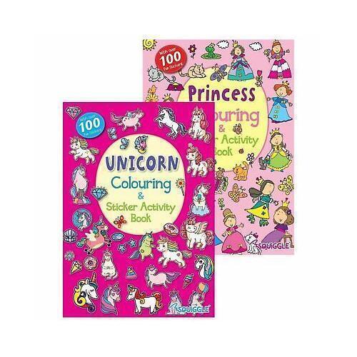Squiggle My Fun Colouring & Sticker Activity Book, Unicorn & Princess ...