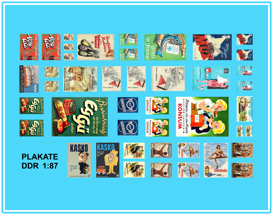 Waterslide Decal 1:87 H0 DDR Werbung Plakate Zug Eisenbahn Retro Konsum ...