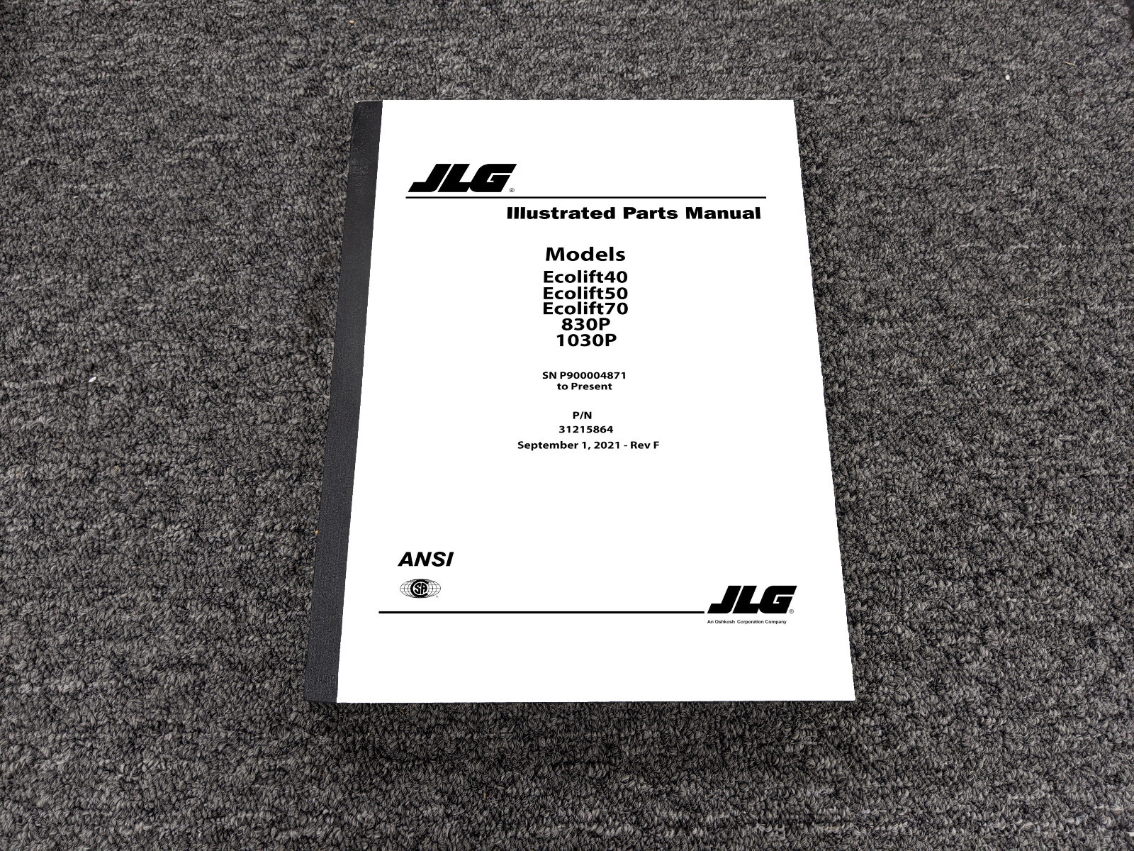 JLG EcoLift 40 50 70 830P 1030P Lift Parts Catalog Manual SN P900004871 ...
