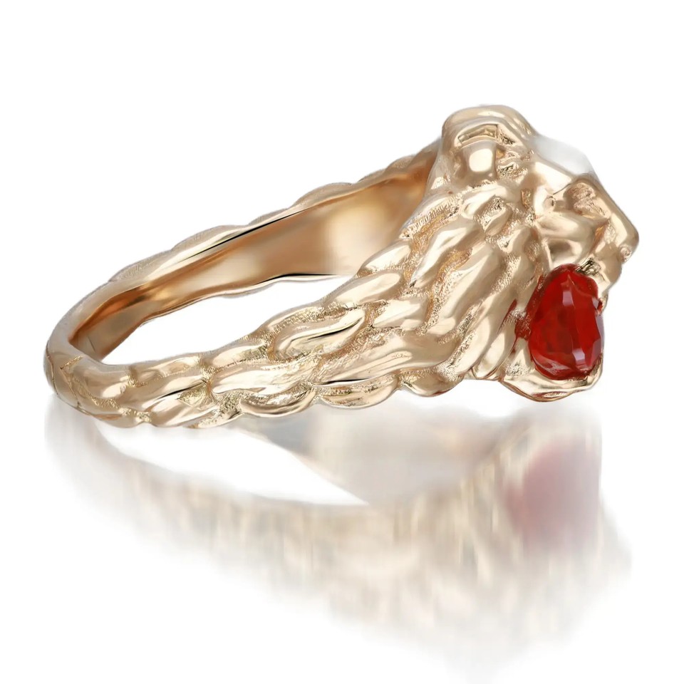 Gucci Lion Head Diamond Fire Opal Ring 18K Yellow Gold Size 7 | eBay