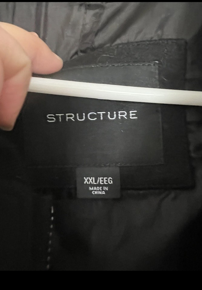 Structure Coat Mens XX Black Half Fleece Lined Full Zip Jacket ...