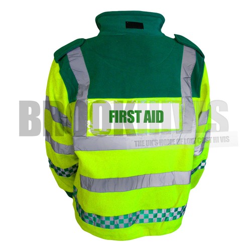 Printed First Aid Hi Vis Viz Fleece Jacket Reflective Safety Emergency ...