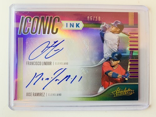 Francisco Lindor Jose Ramirez 2020 Panini Iconic Ink AUTO #/10 Dual ...